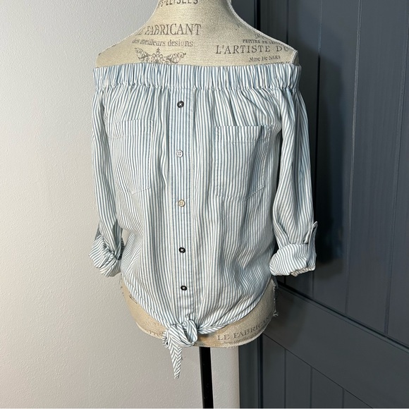 Dex | Tops | Dex Off The Shoulder Striped Button Down Shirt | Poshmark